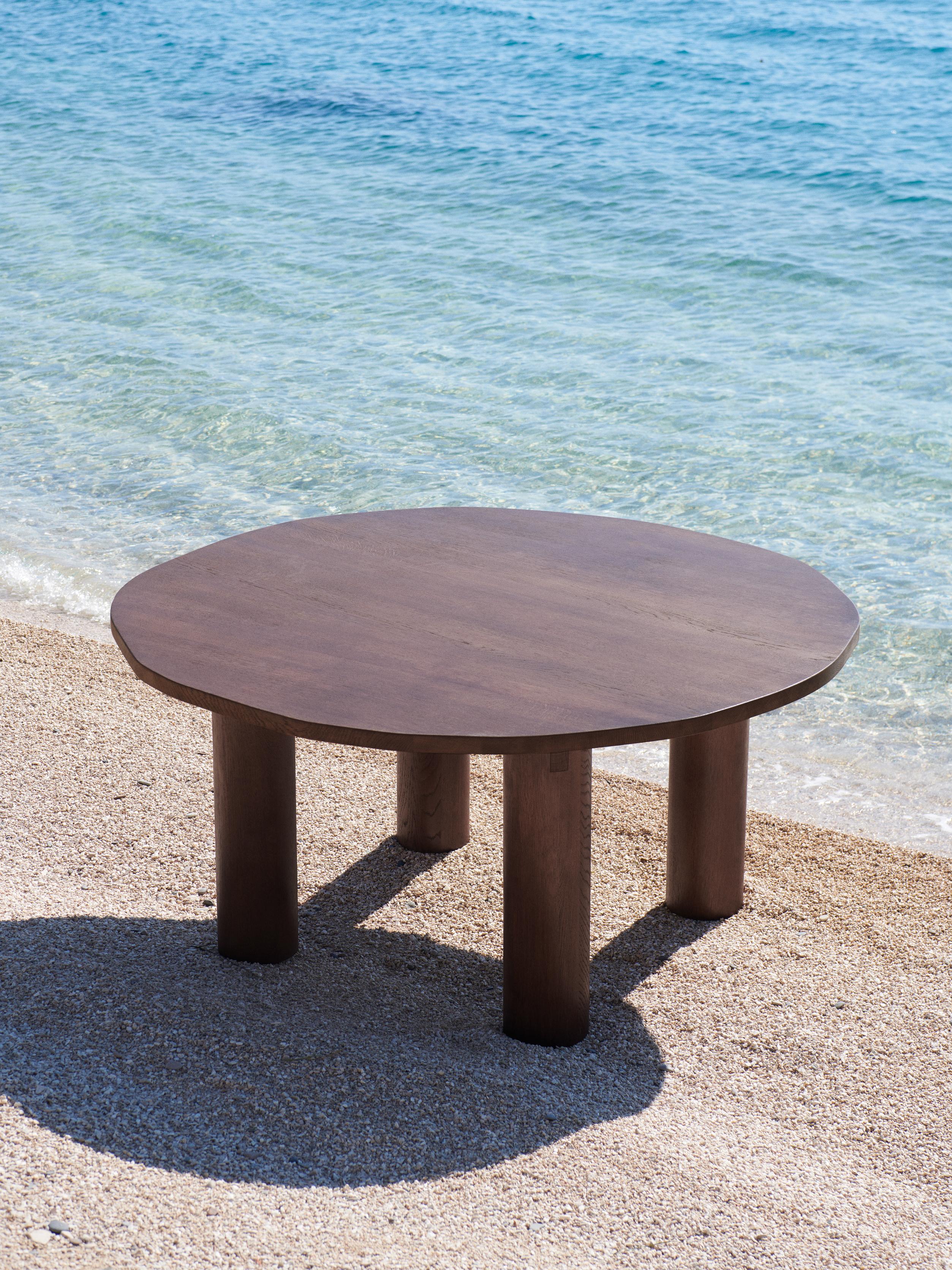 Contemporary Oak Round Dining Table 'NLM', Fora Projects, Dark Brown ...