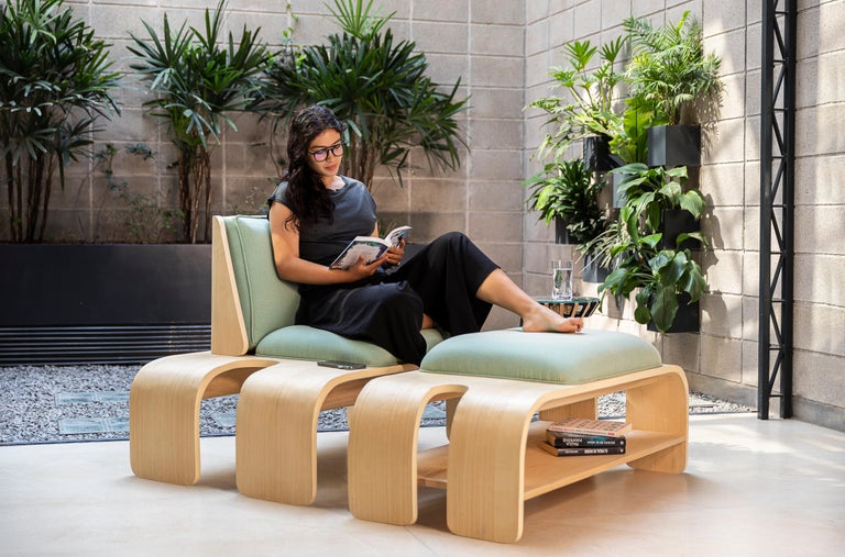 Contemporary One of a Kind Lounge Chair and Ottoman Upholstery in ...