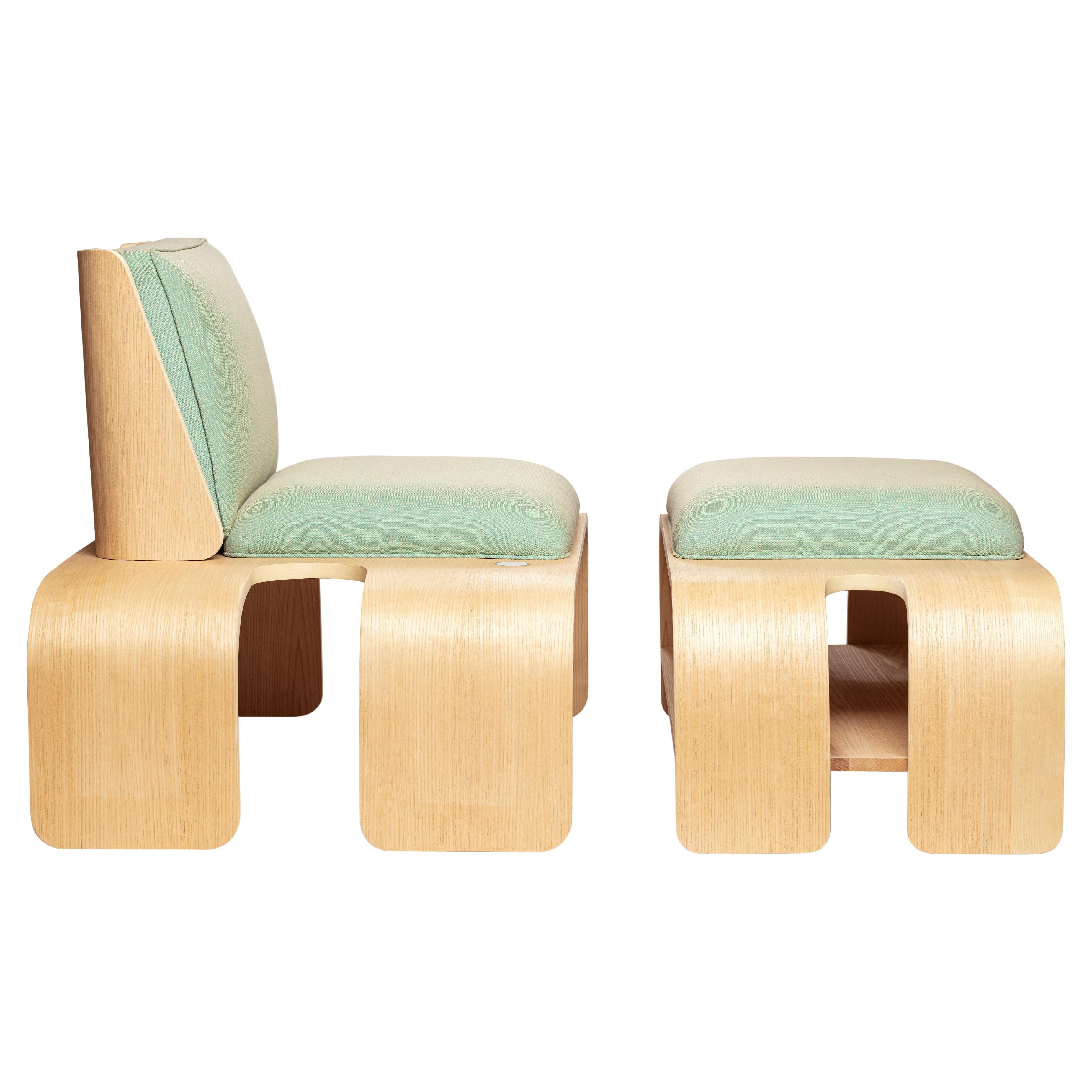 Contemporary One of a Kind Lounge Chair and Ottoman Upholstery in ...