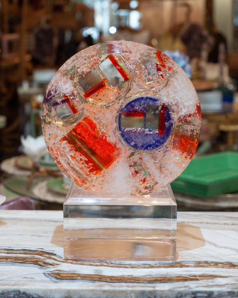 Contemporary Orange and Blue Multicoloured Acrylic Sculpture For Sale ...