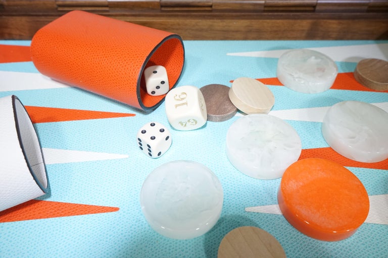 Contemporary Orange Luxury Leather Backgammon Set at 1stDibs