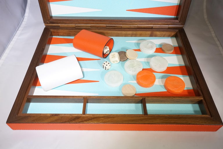 Contemporary Orange Luxury Leather Backgammon Set at 1stDibs
