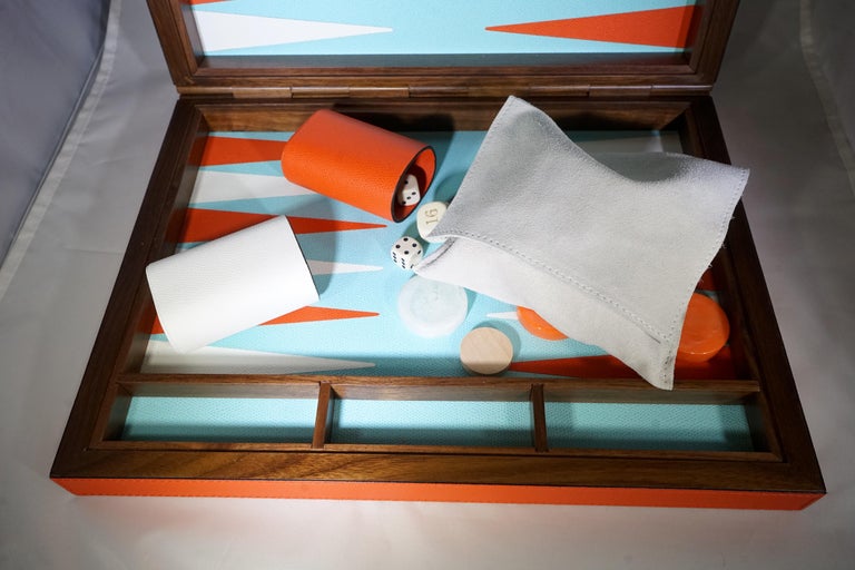 Contemporary Orange Luxury Leather Backgammon Set at 1stDibs