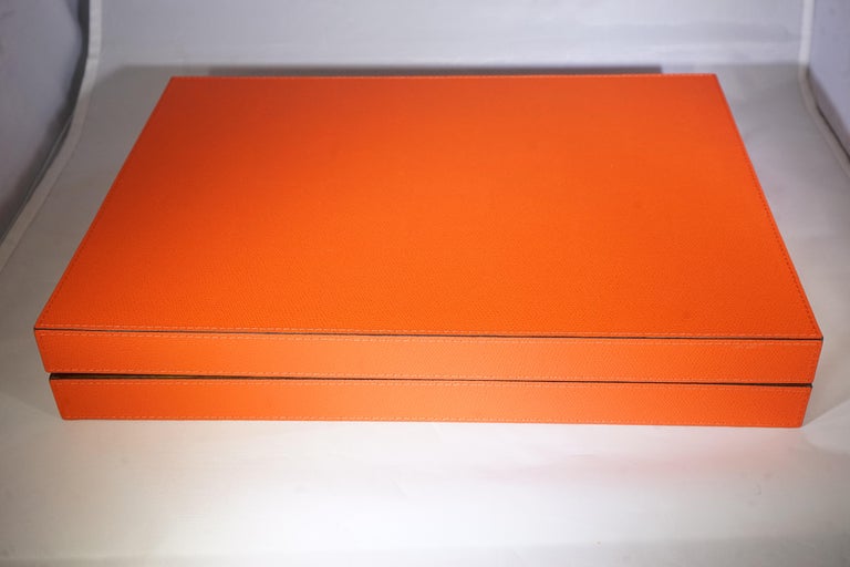 Contemporary Orange Luxury Leather Backgammon Set at 1stDibs