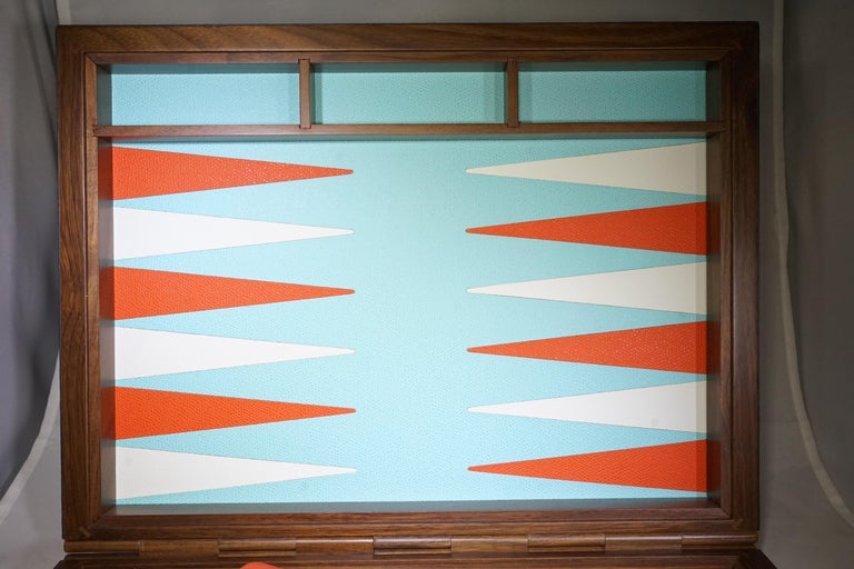 Contemporary Orange Luxury Leather Backgammon Set at 1stDibs