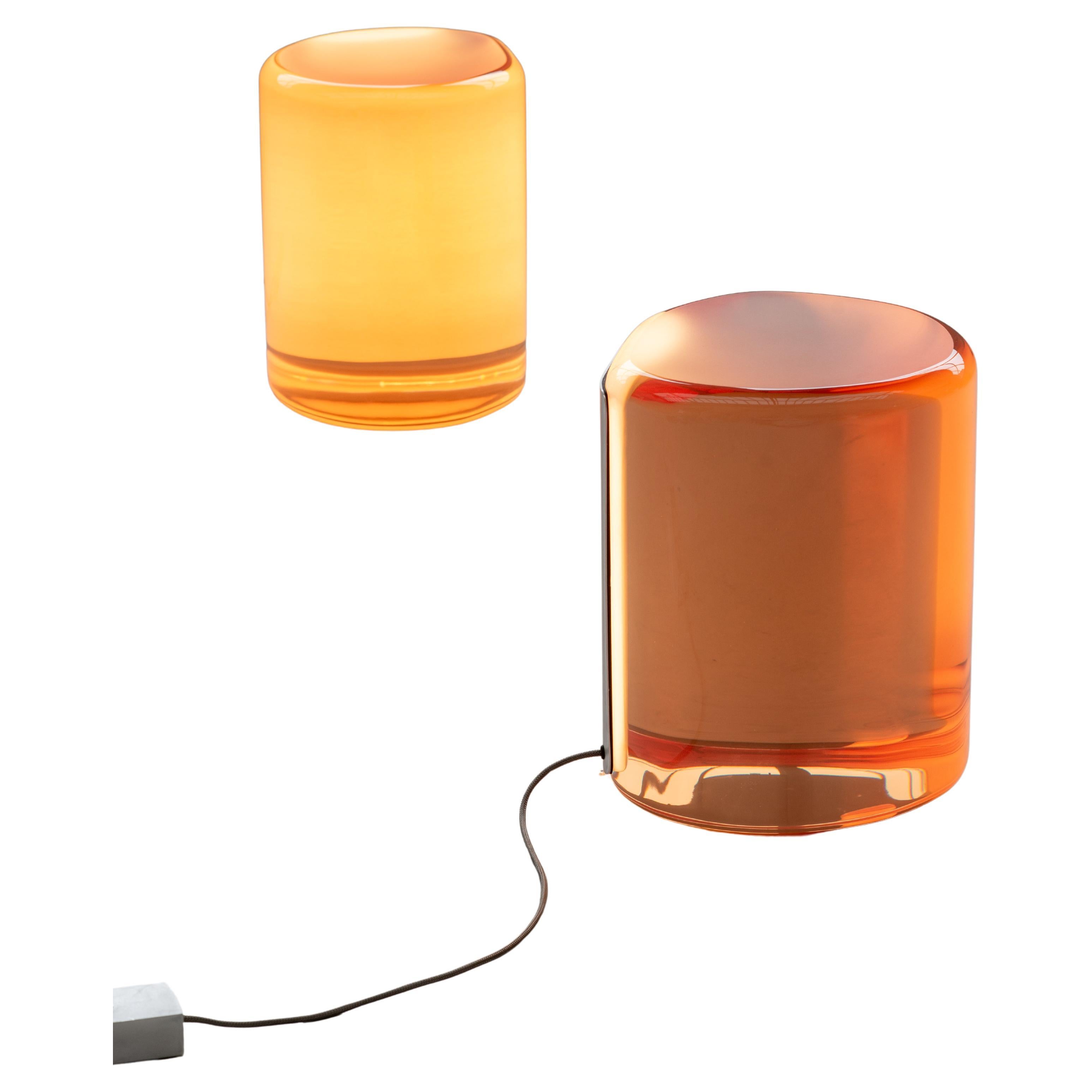 Contemporary Orange Pyrian Light and side table with Resin, Laurids ...