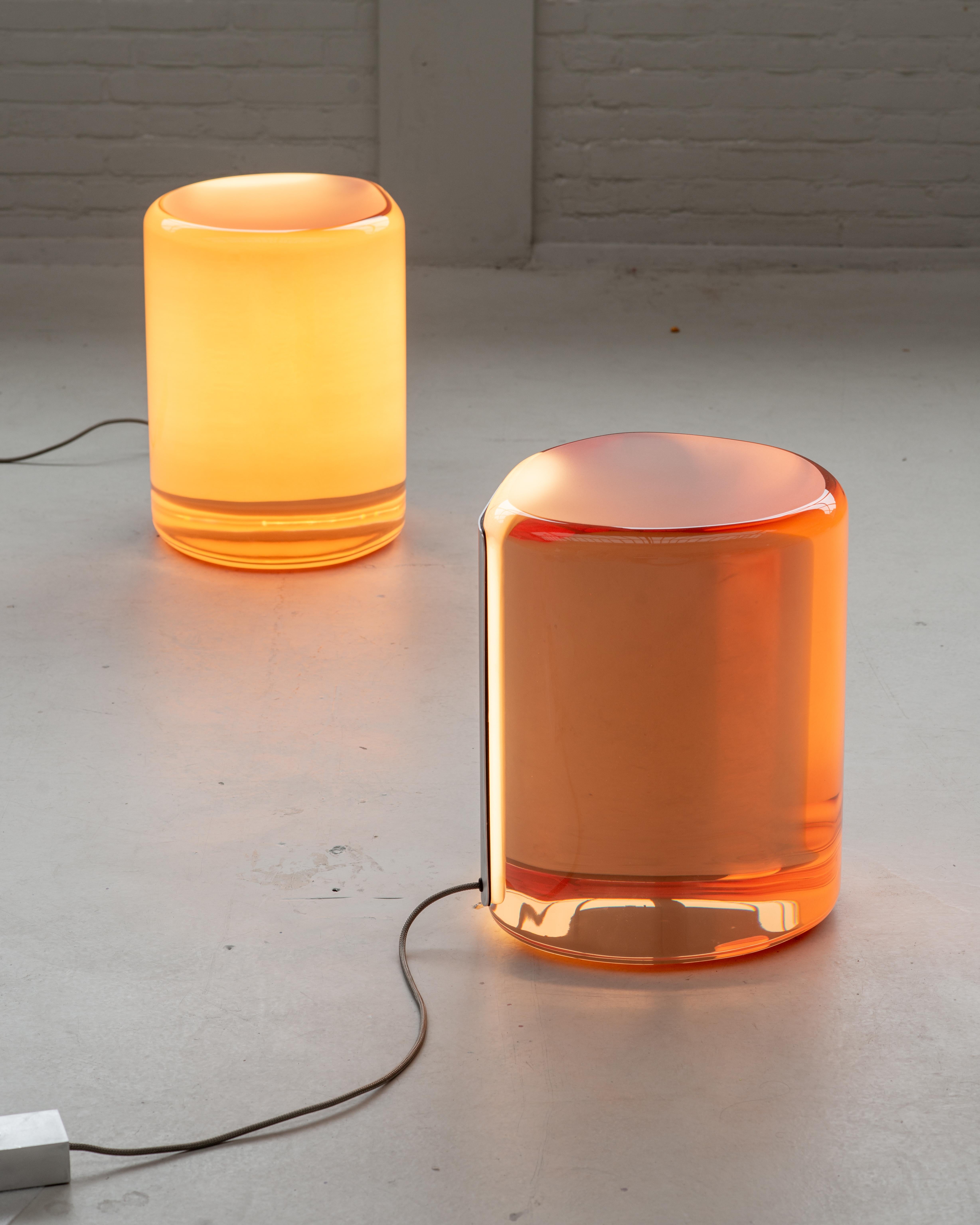 Contemporary Orange Pyrian Light and side table with Resin, Laurids ...