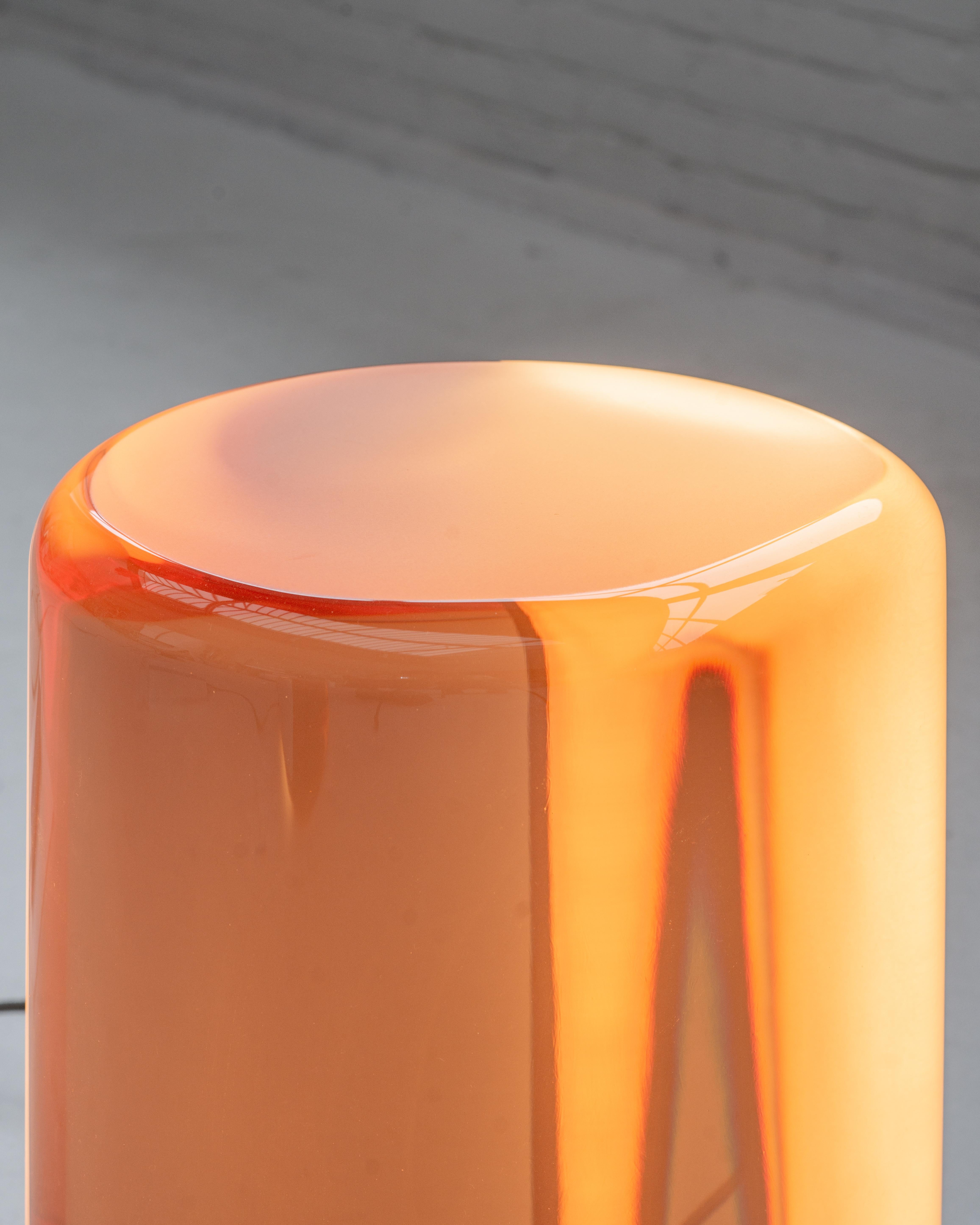 Contemporary Orange Pyrian Light and side table with Resin, Laurids ...