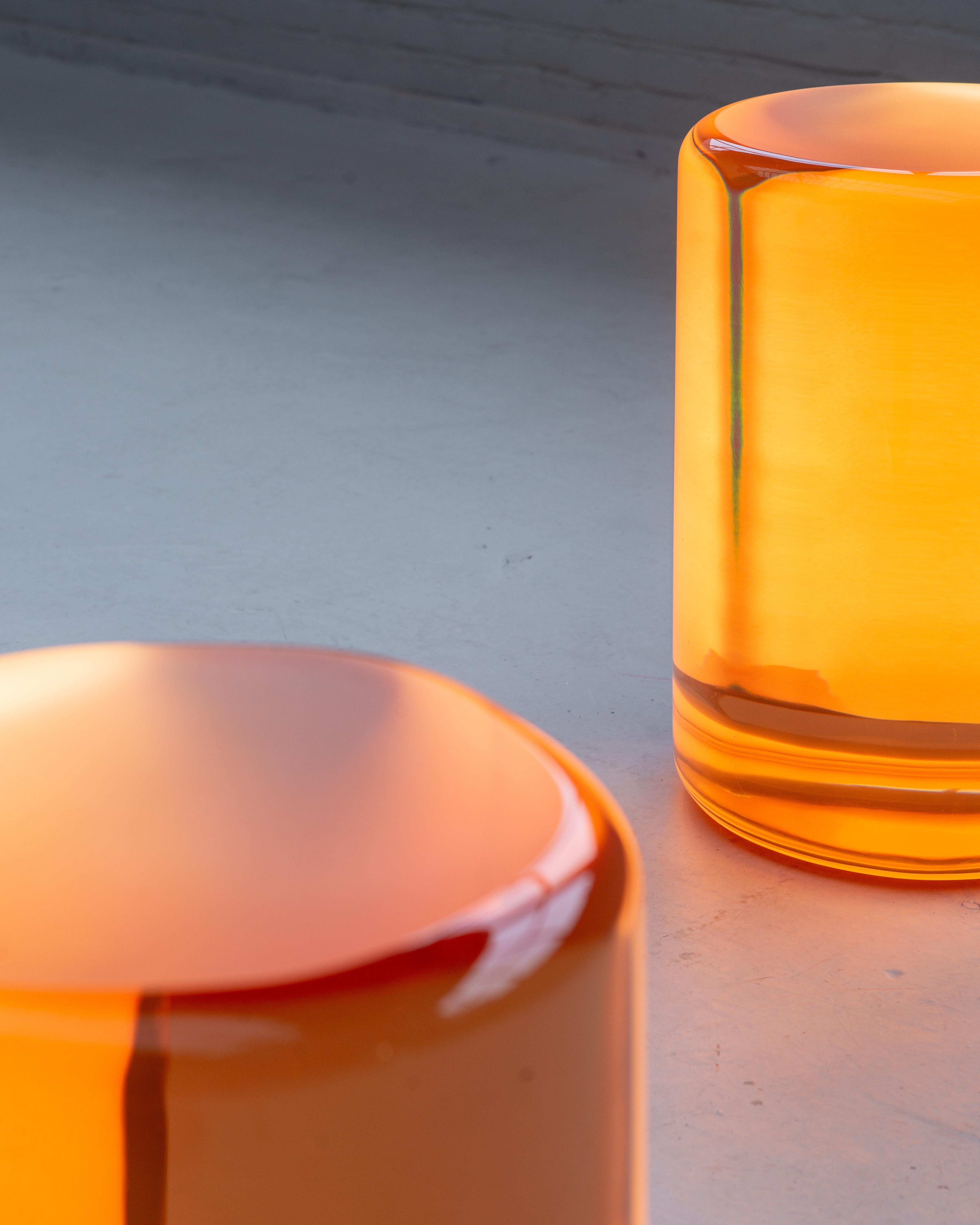 Contemporary Orange Pyrian Light and side table with Resin, Laurids ...