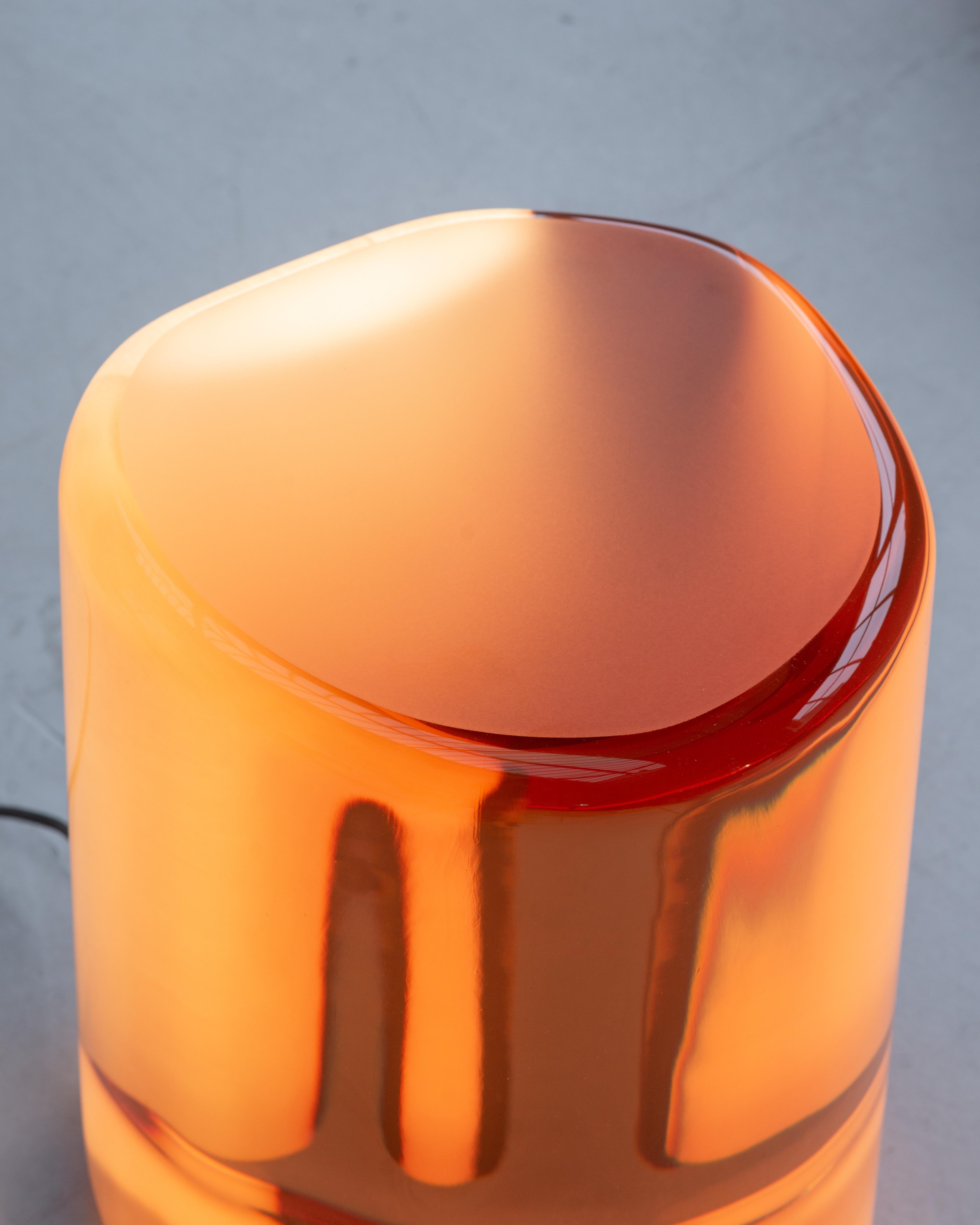 Contemporary Orange Pyrian Light and side table with Resin, Laurids ...