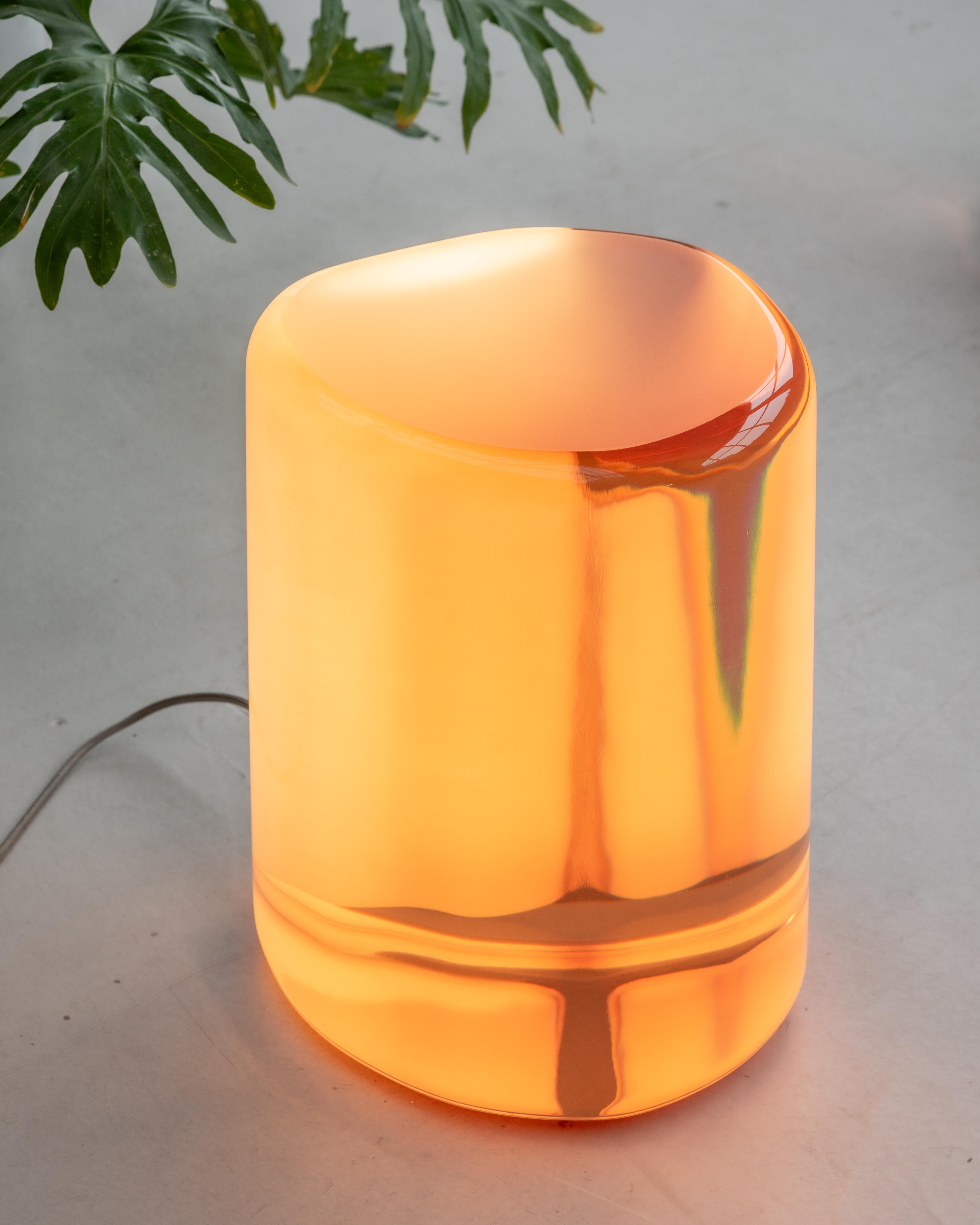 Contemporary Orange Pyrian Light and side table with Resin, Laurids ...