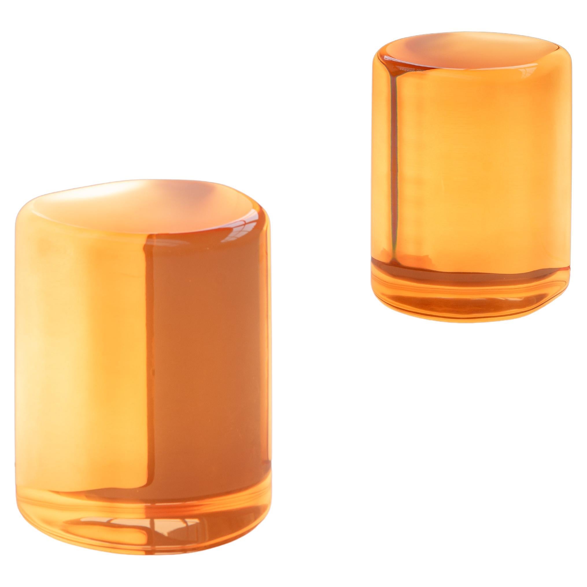 Contemporary Orange Pyrian Light and side table with Resin, Laurids ...