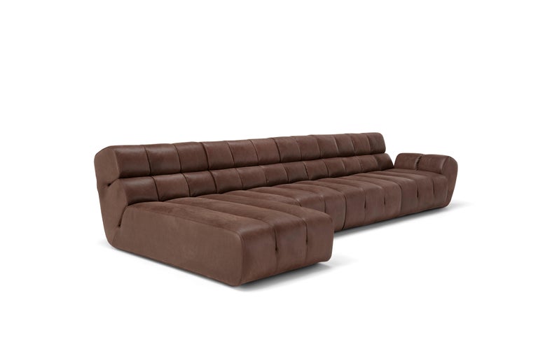 Contemporary Orange Sofa 'Palmo' by Amura Lab, Leather Old Velvet 2064 ...