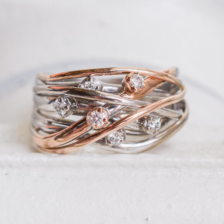 Contemporary "Organic Strands" Diamond Ring at 1stDibs