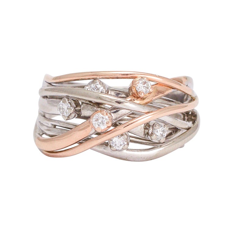 Contemporary "Organic Strands" Diamond Ring at 1stDibs