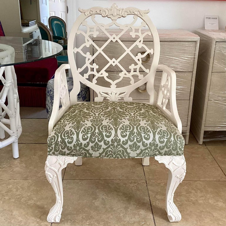 Contemporary Oscar De La Renta Arm Chair in Ivory Finish and Todd Hase ...