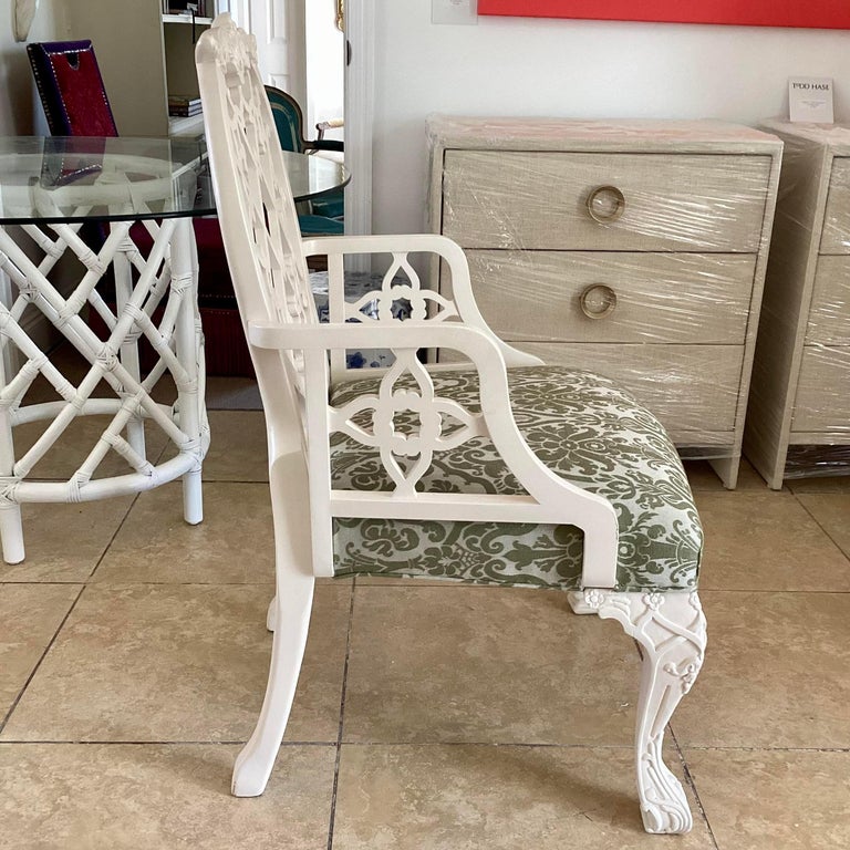 Contemporary Oscar De La Renta Arm Chair in Ivory Finish and Todd Hase ...