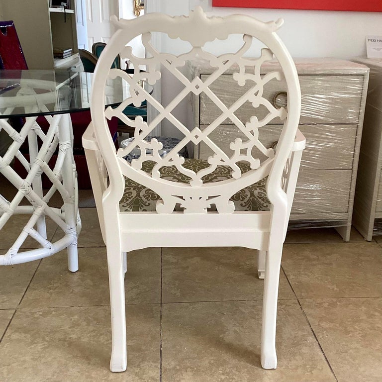 Contemporary Oscar De La Renta Arm Chair in Ivory Finish and Todd Hase ...