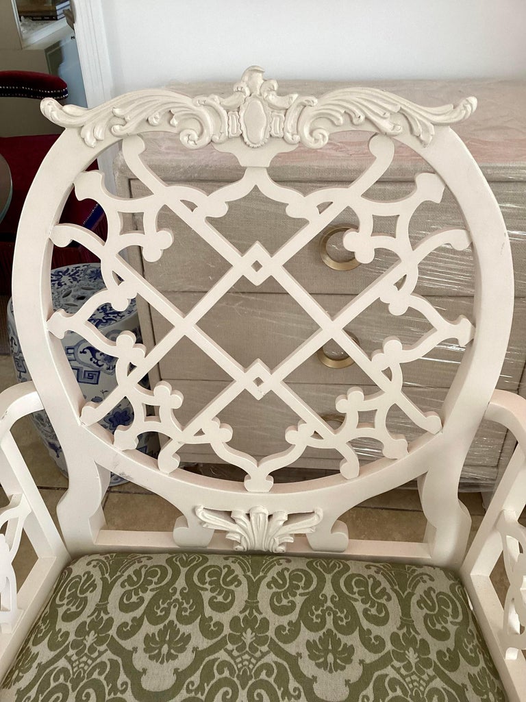 Contemporary Oscar De La Renta Arm Chair in Ivory Finish and Todd Hase ...