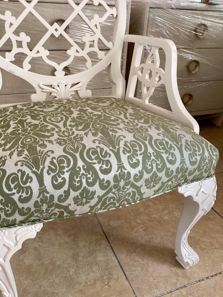 Contemporary Oscar De La Renta Arm Chair in Ivory Finish and Todd Hase ...