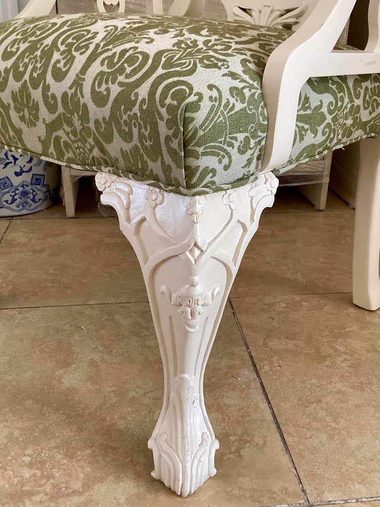 Contemporary Oscar De La Renta Arm Chair in Ivory Finish and Todd Hase ...