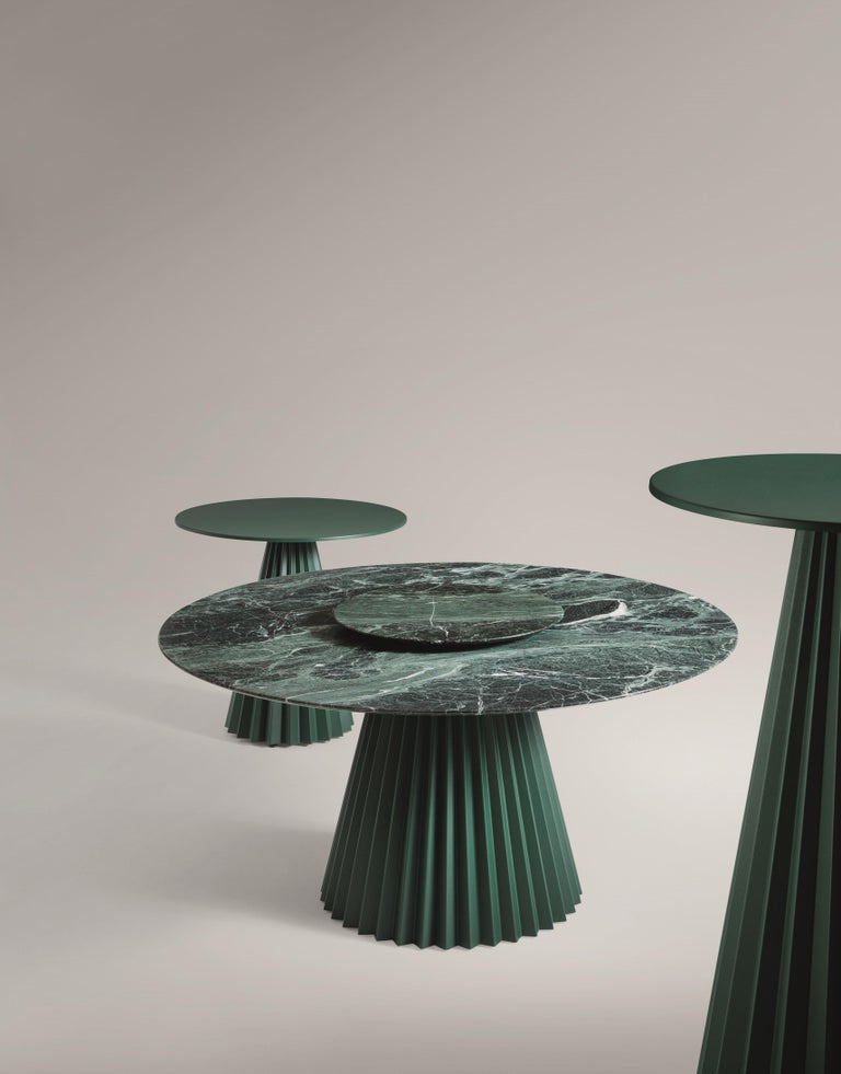 Contemporary Outdoor Metal Table Ft. Pleated Base For Sale at 1stDibs