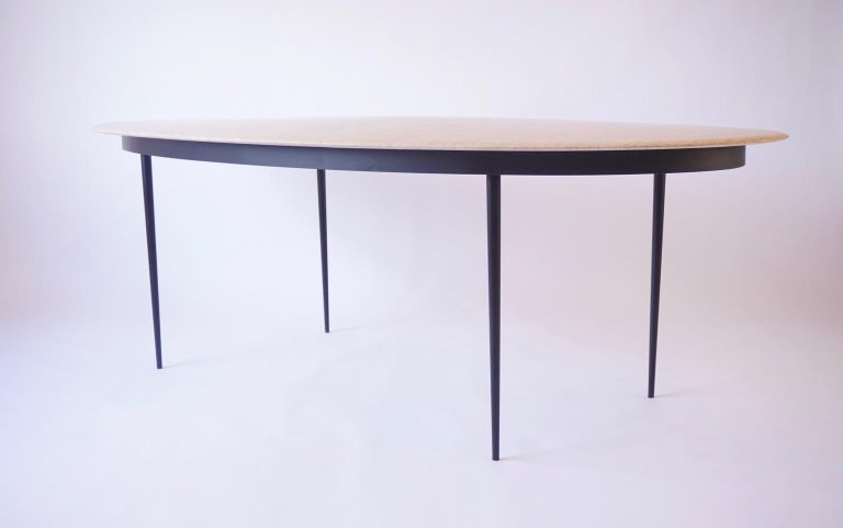 Contemporary Timberstrand Oval Egg Dining Table with Blackened Steel ...