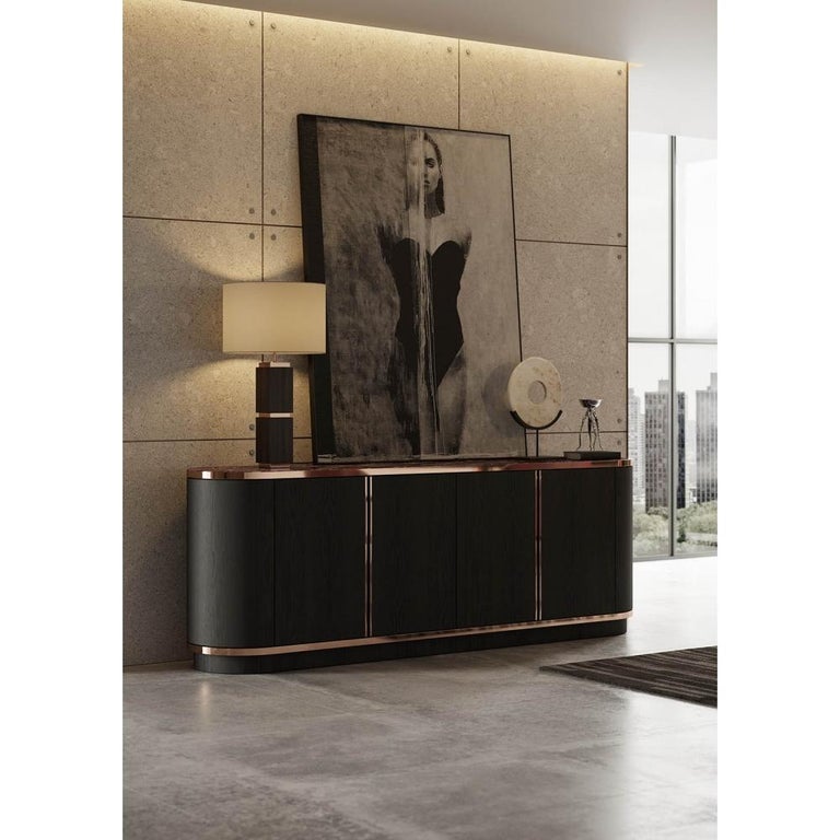Contemporary Oval Shape Sideboard Ft. Black Marble Top For Sale at ...