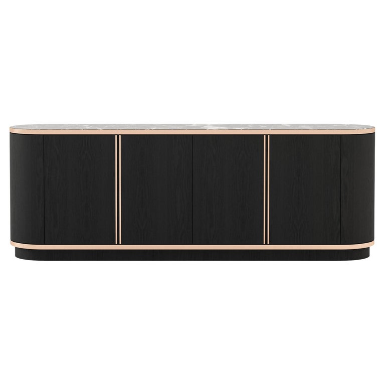 Contemporary Oval Shape Sideboard Ft. Black Marble Top For Sale at ...