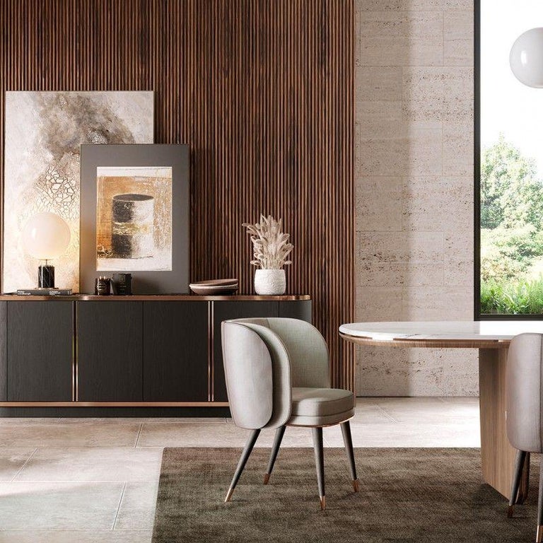 Contemporary Oval Shape Sideboard Ft. Black Marble Top For Sale at ...