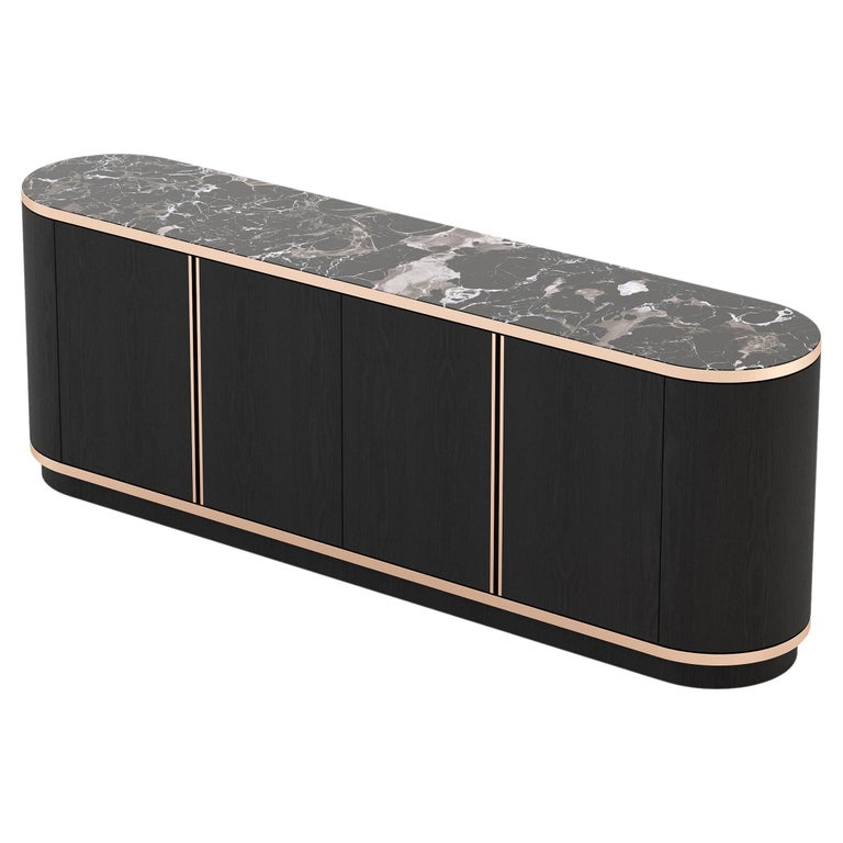 Contemporary Oval Shape Sideboard Ft. Black Marble Top For Sale at ...