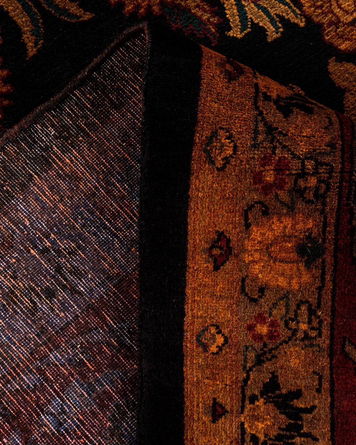 Contemporary Overdyed Hand Knotted Wool Black Area Rug For Sale at 1stDibs