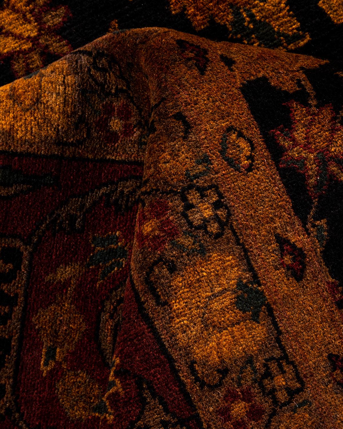 Contemporary Overdyed Hand Knotted Wool Black Area Rug For Sale at 1stDibs