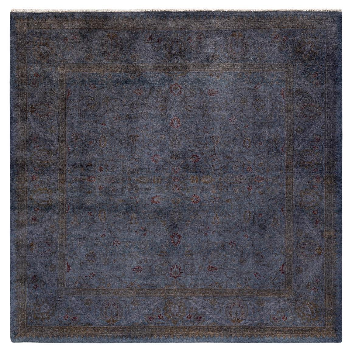 Contemporary Overdyed Hand Knotted Wool Gray Square Area Rug For Sale ...
