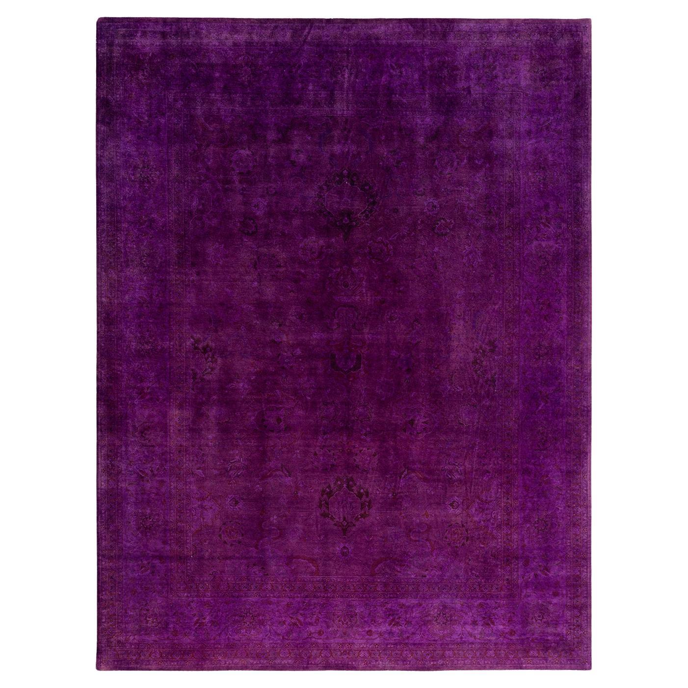 Contemporary Overdyed Hand Knotted Wool Purple Area Rug 9' 1" x 12' 5 ...