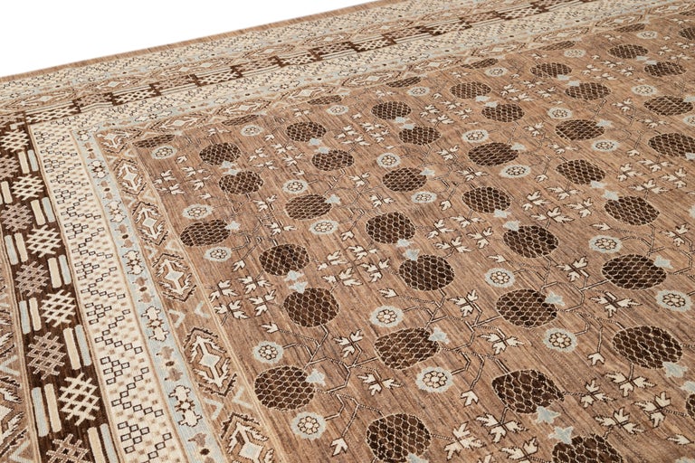 Contemporary Oversize Brown, Pale Blue and Ivory Khotan-Style Wool Area ...