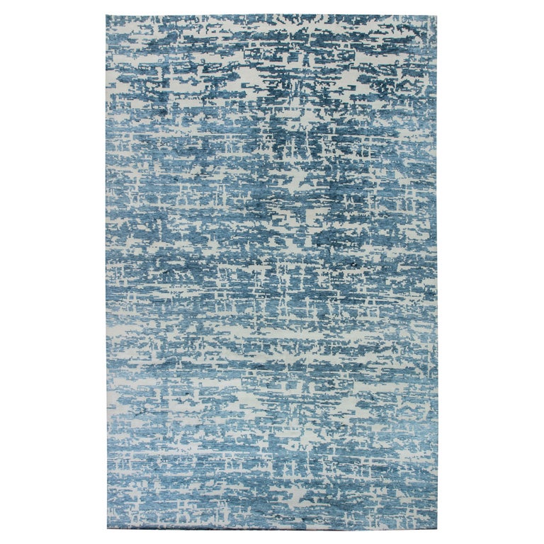 Contemporary Oversized Blue, White Aqua Element Rug by Doris Leslie ...