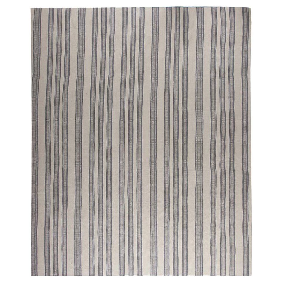 Contemporary Striped Double Sided Grey and Yellow Rug by Doris Leslie ...