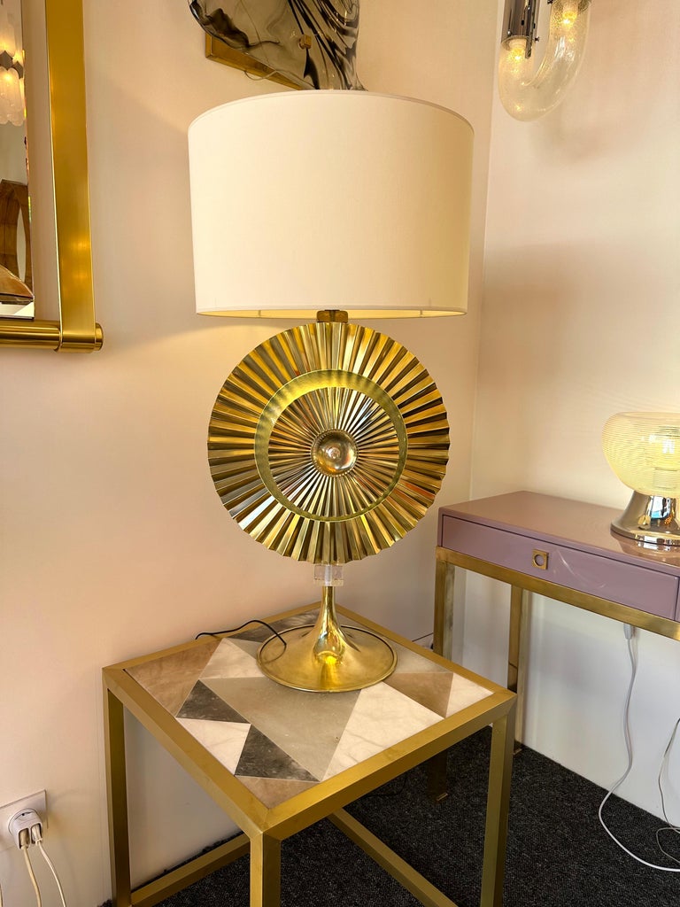 Contemporary Pair of Brass and Murano Glass Sun Lamps, Italy For Sale ...