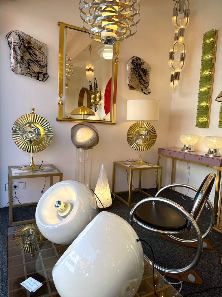 Contemporary Pair of Brass and Murano Glass Sun Lamps, Italy For Sale ...