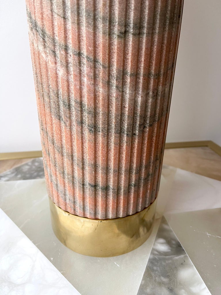 Contemporary Pair of Brass Lamps Pink Granite Stone, Italy For Sale at ...