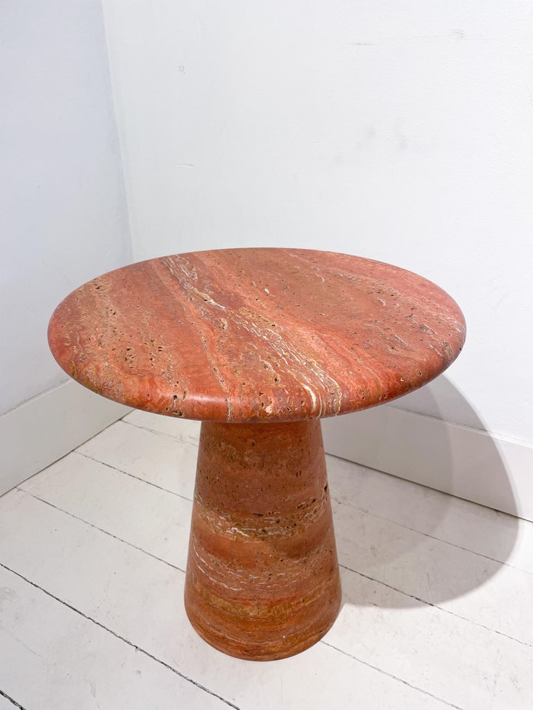 Contemporary Pair of Red Travertine Side Tables, Italy For Sale at 1stDibs