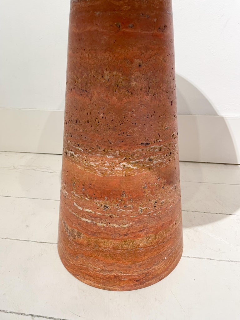 Contemporary Pair of Red Travertine Side Tables, Italy For Sale at 1stDibs