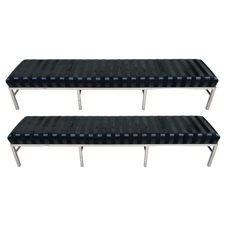 Contemporary Pair Stellar Museum Scale Quality Leather Suede Chrome ...