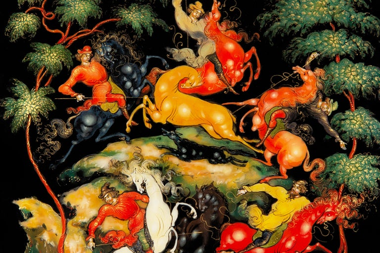 Contemporary Palekh Lacquered Miniature Box, Russian Craft, Famous ...