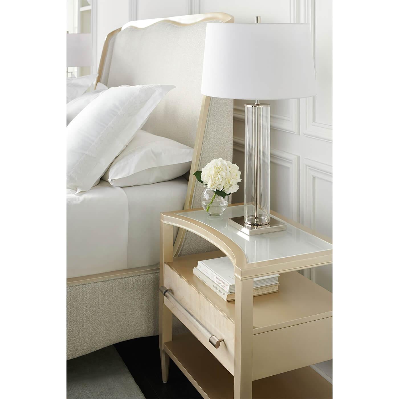 Contemporary Pearl Finish Queen Bed For Sale at 1stDibs | contemporary ...