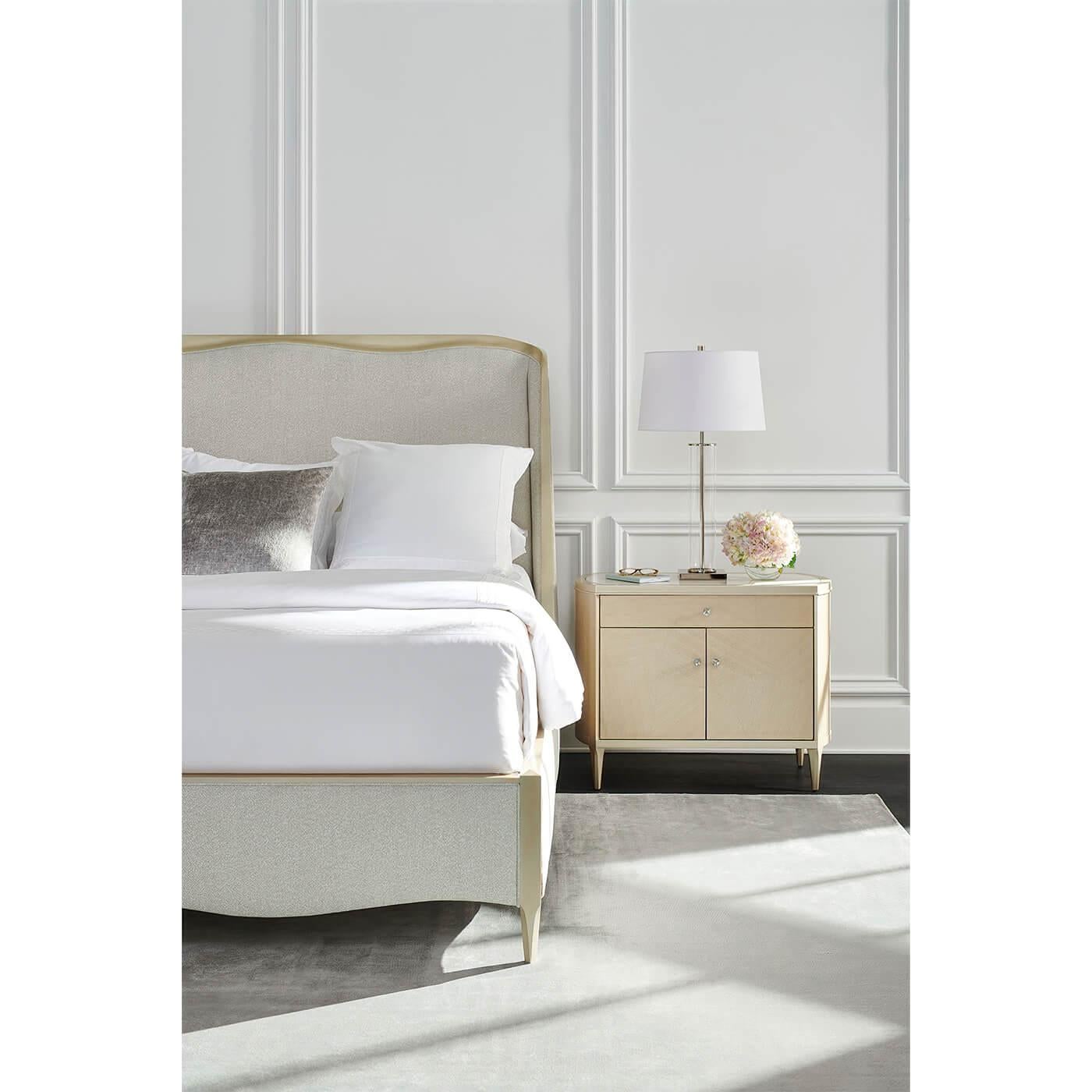 Contemporary Pearl Finish Queen Bed For Sale at 1stDibs | contemporary ...