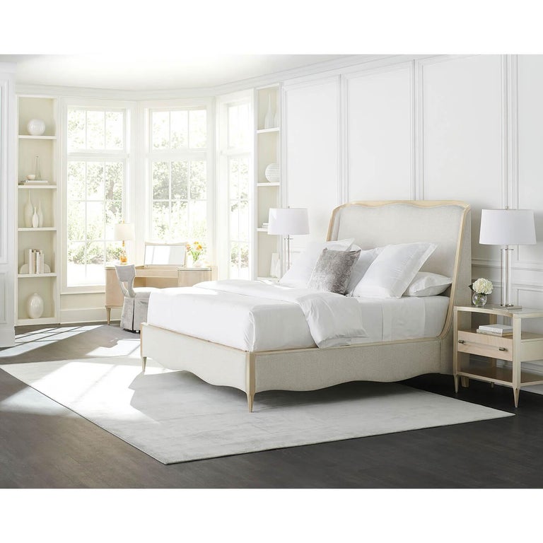 Contemporary Pearl Finish Queen Bed For Sale at 1stDibs