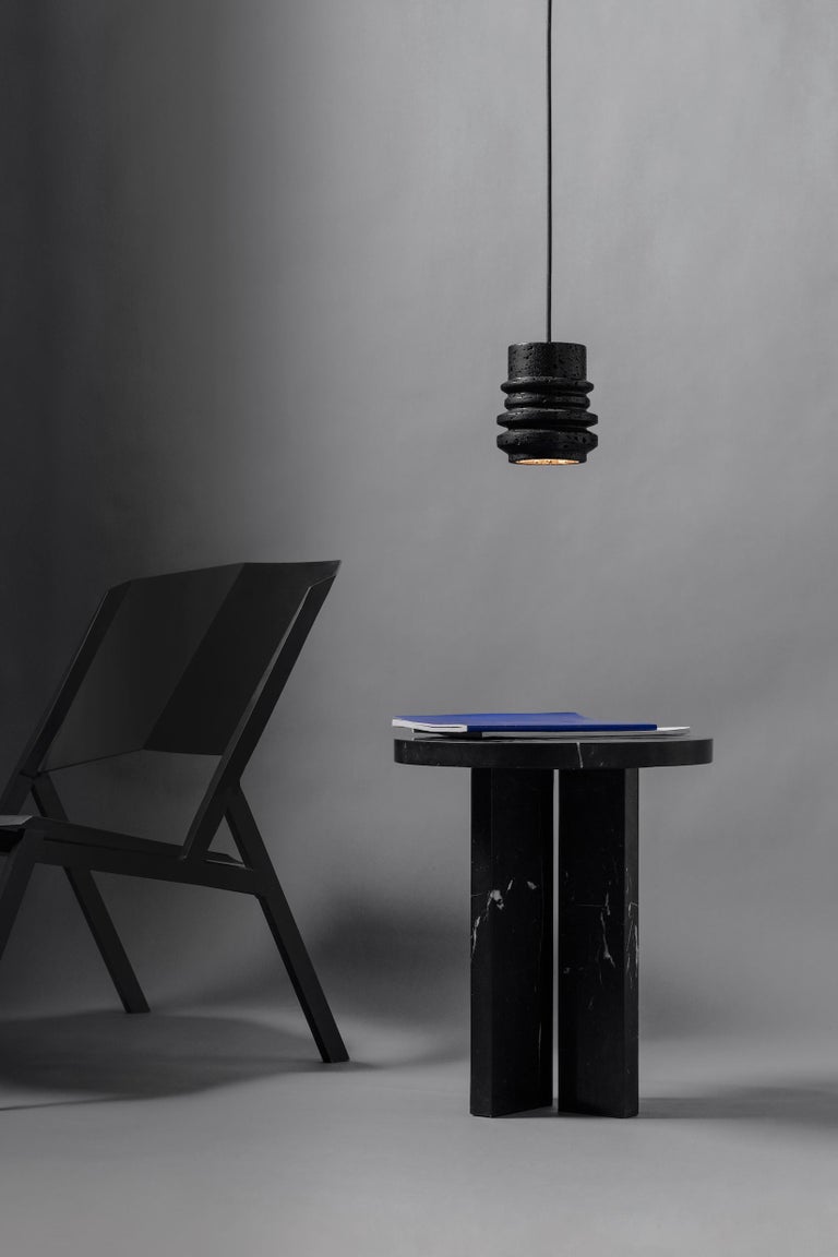 Contemporary Pendant Lamp 'Circle' in Black Lava Stone For Sale at ...