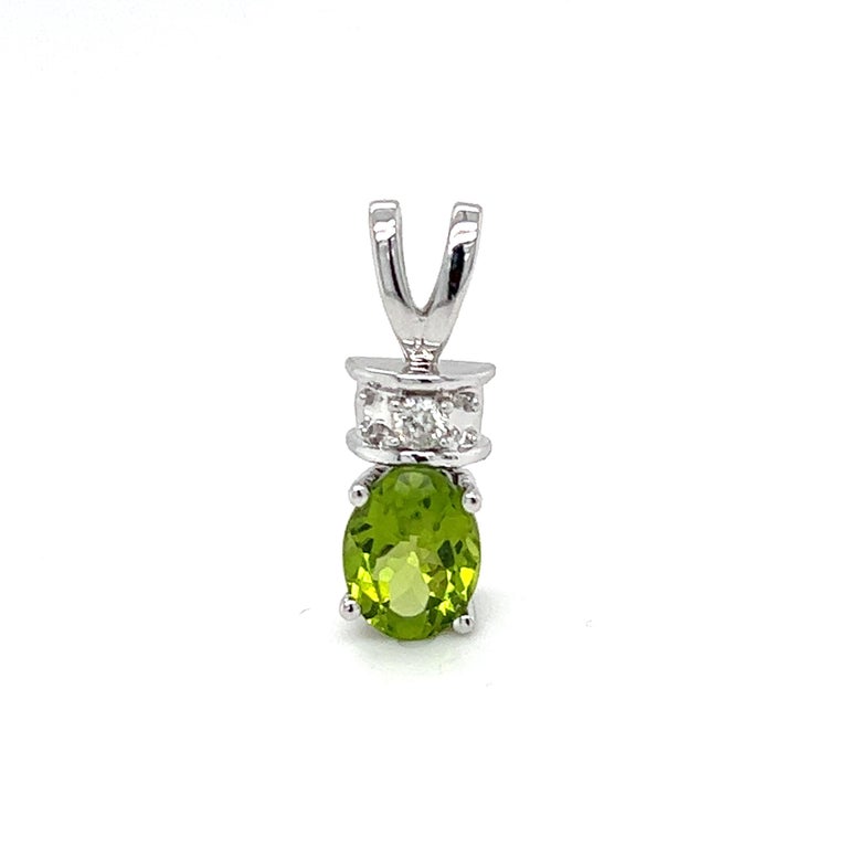 Contemporary Peridot and Diamond Pendant in 14k Gold For Sale at 1stDibs